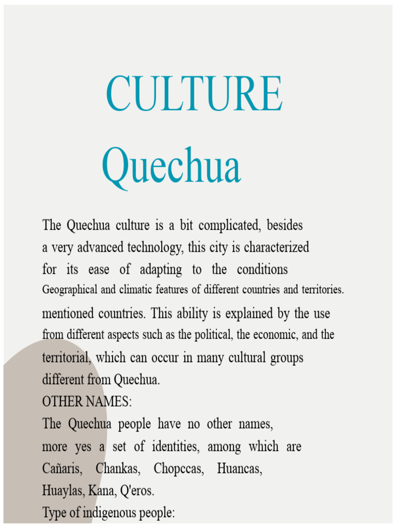 Quechua Culture | PDF | Inca Empire | Spanish Colonization Of The Americas