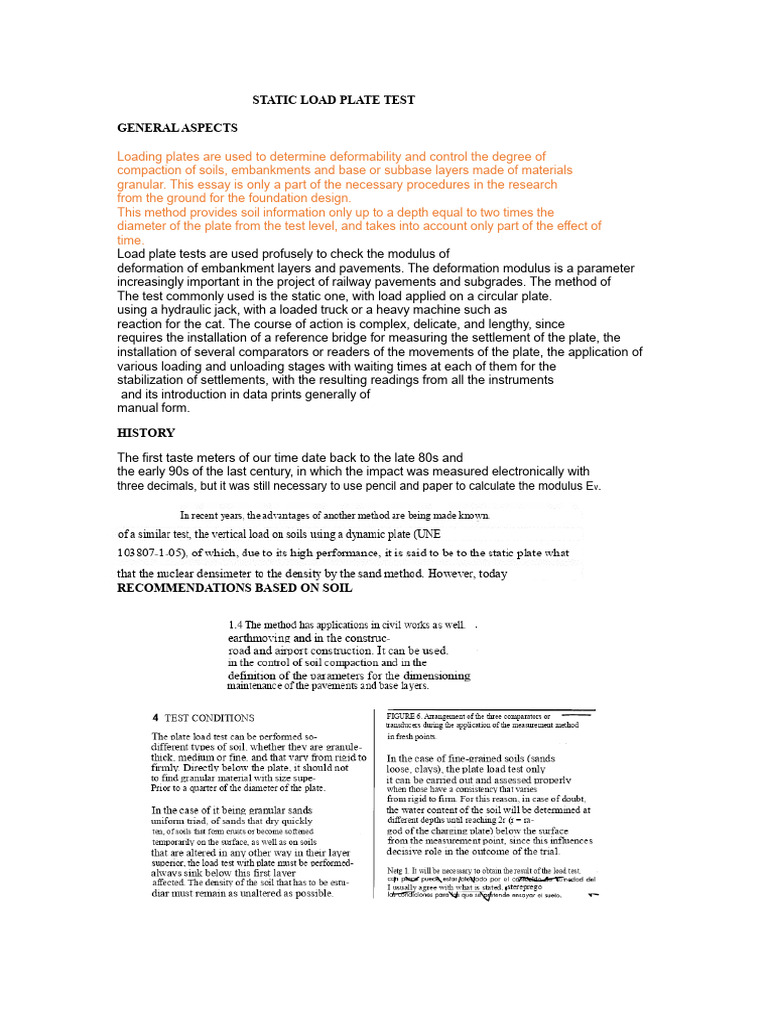 Static Load Plate Test Overview | PDF | Deformation (Engineering ...