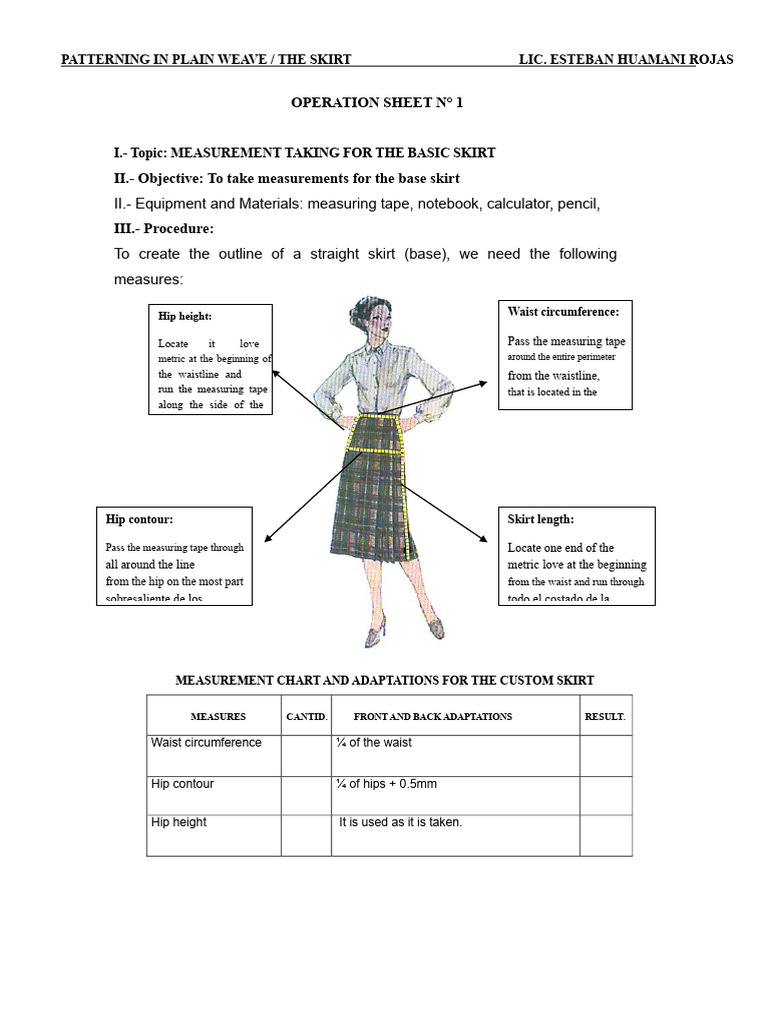 Skirt Measurement and Drafting Guide | PDF