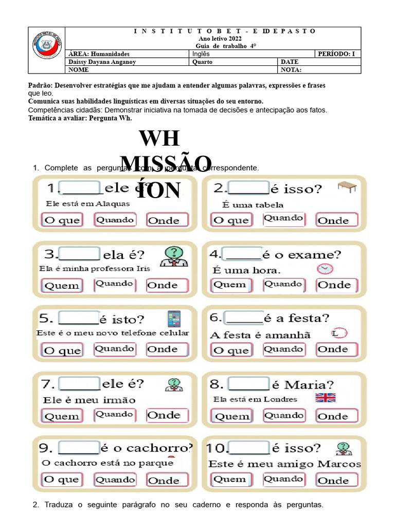 Perguntas WH #4 | PDF