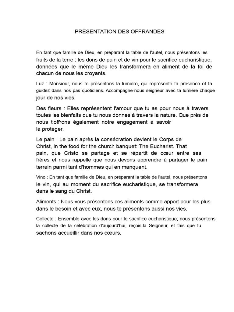 Offrandes et Symboles de Foi | PDF