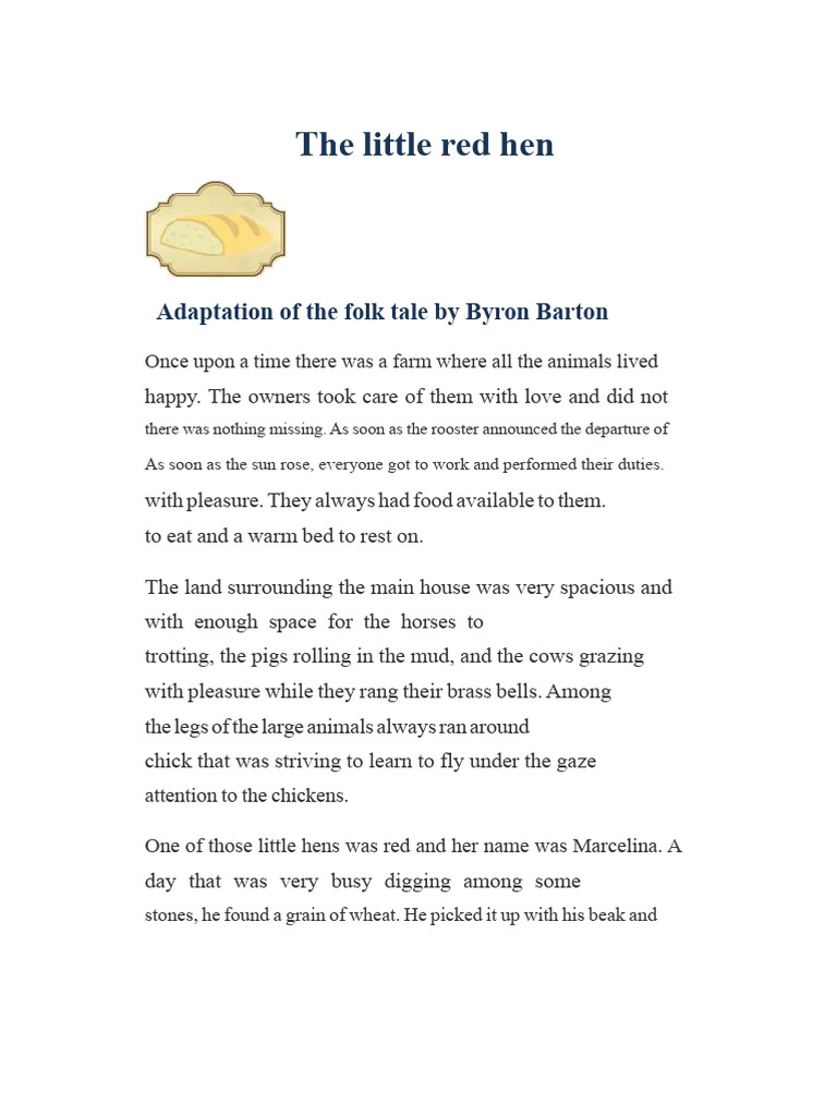 The Little Red Hen's Hard Work Story | PDF | Chicken