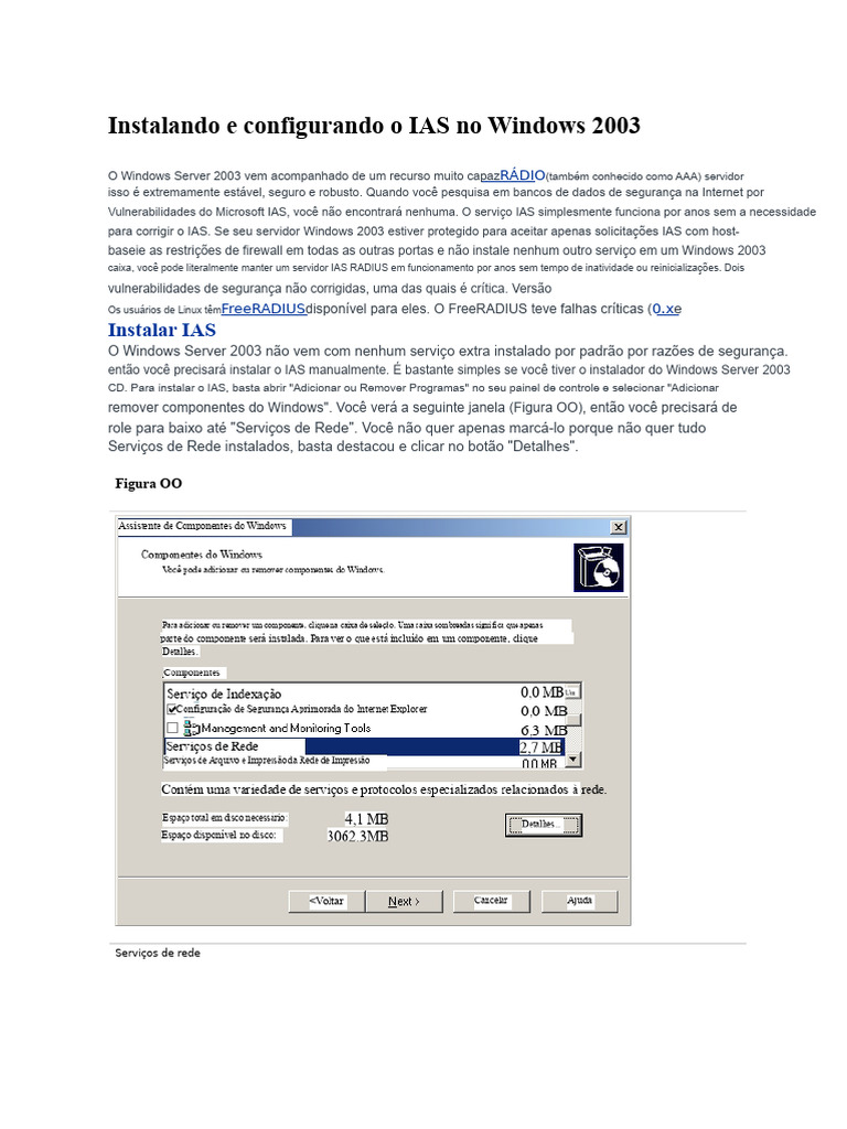 Instalando e Configurando IAS No Windows 2003 | PDF | Raio | Windows Server 2003
