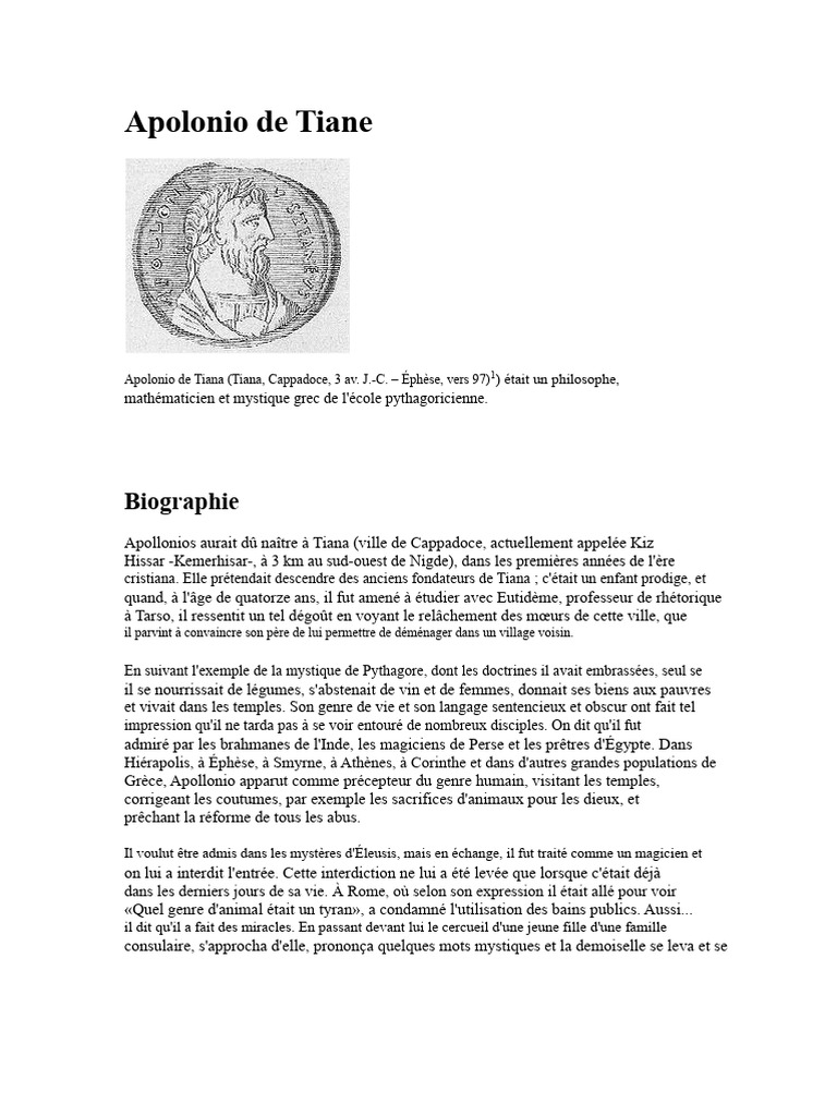 Apollonio de Tiane : Philosophe et Mystique | PDF