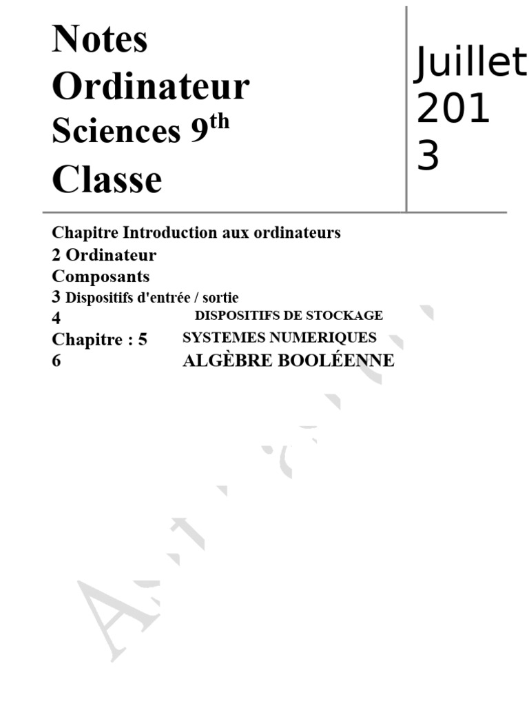 Notes Sur Le 9ème Informatique Par Asif Rasheed | PDF | Programmation ...