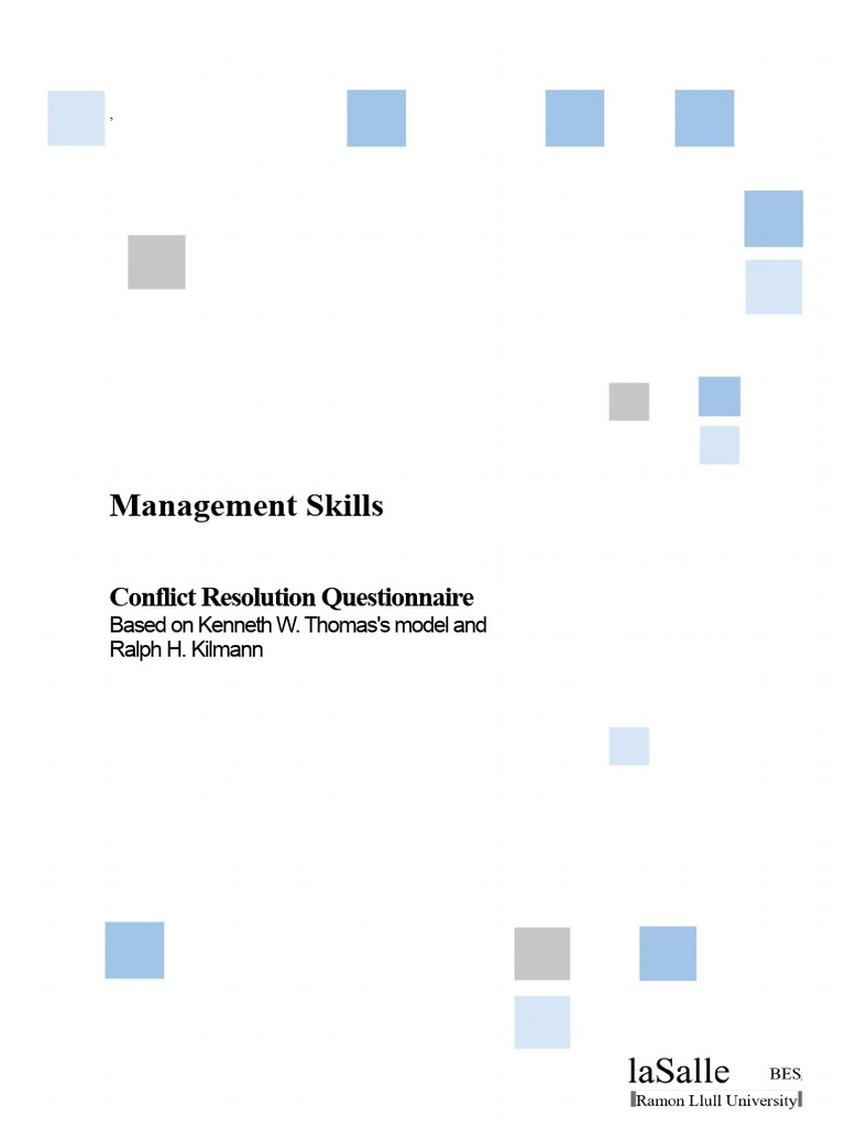 Conflict Resolution Questionnaire Thomas-Kilmann | PDF | Conflict ...