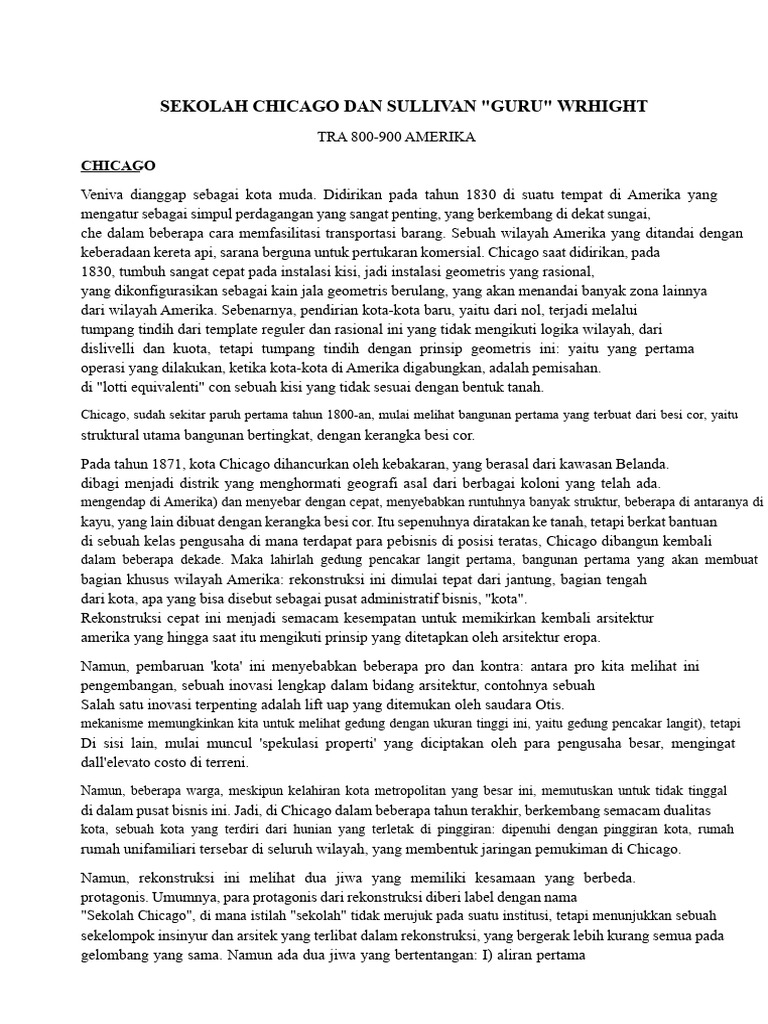 Arsitektur Chicago: Sekolah dan Pencakar Langit | PDF