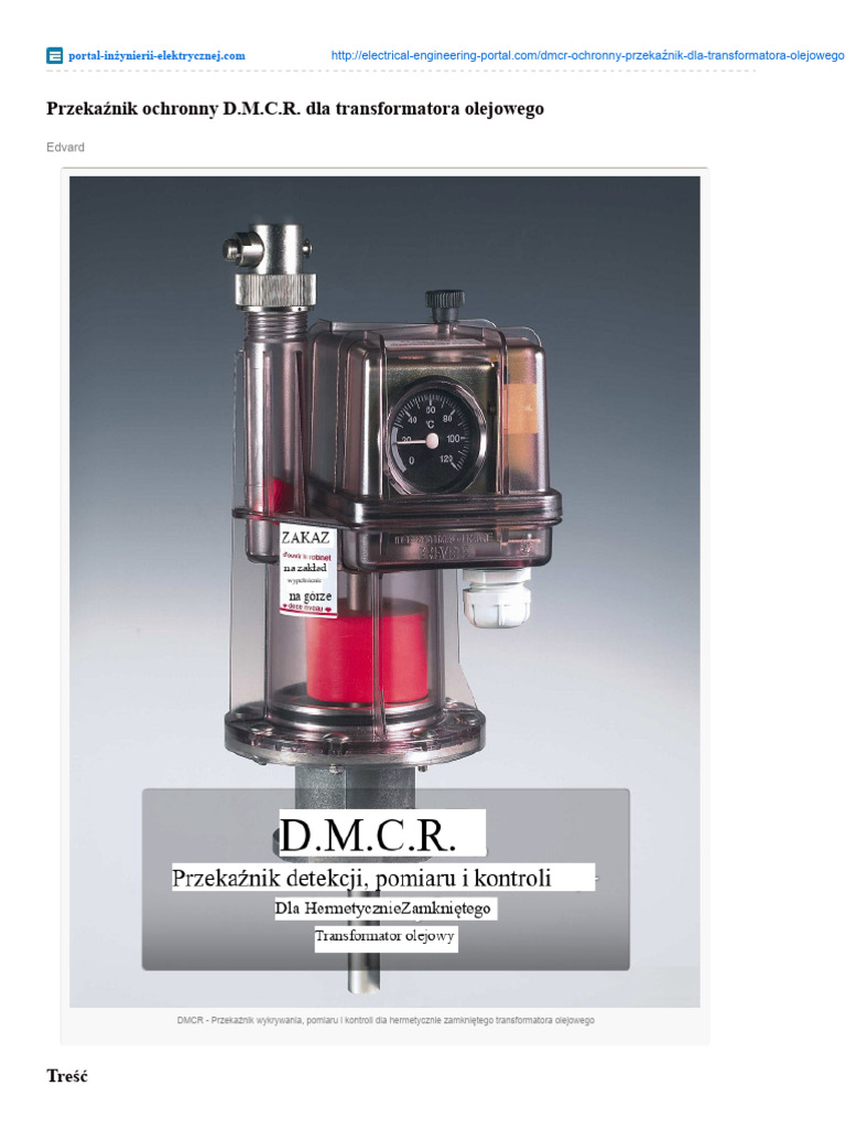 Przekaźnik Ochronny DMCR Dla Transformatora Olejowego | PDF