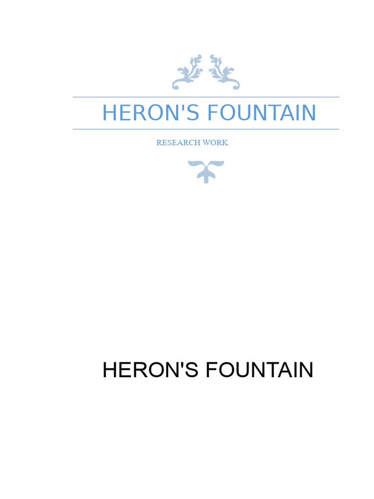 Heron's Fountain | PDF | Fluid Dynamics | Pneumatics