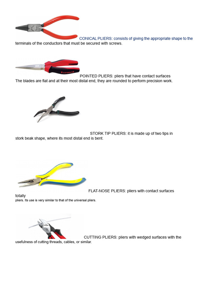 Cone Tip Pliers | PDF | Tools | Manufactured Goods