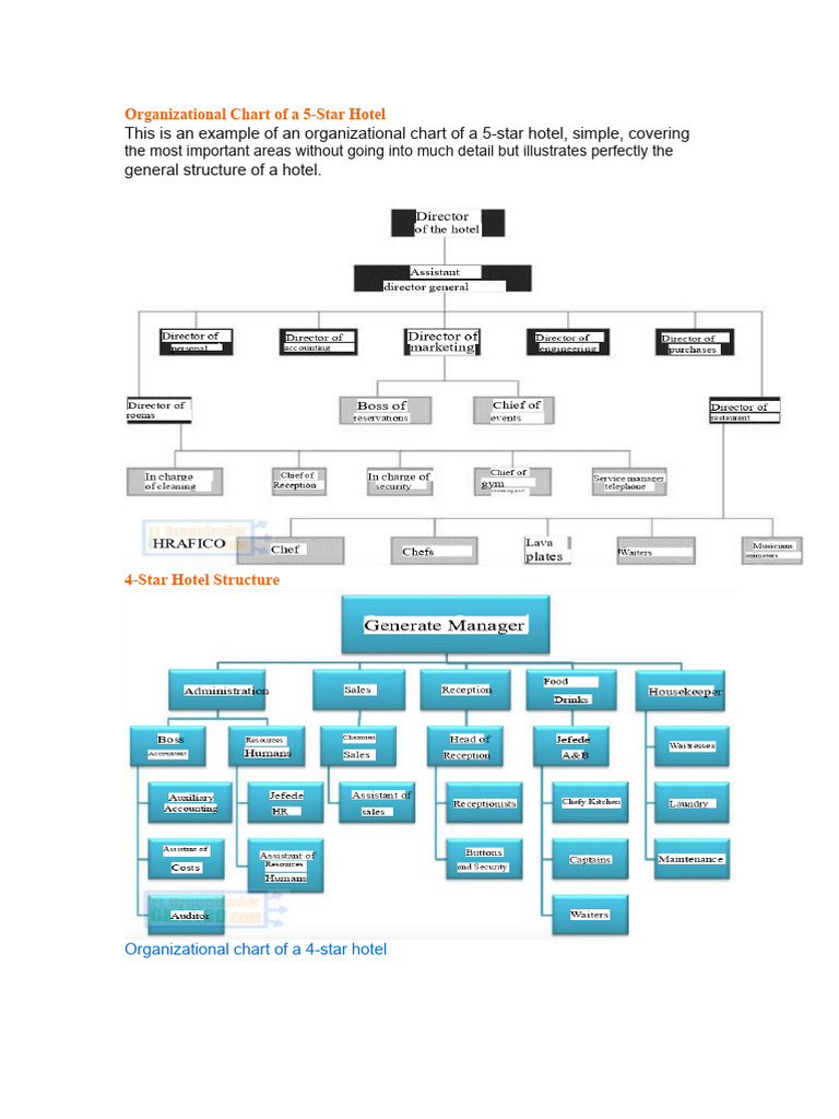 5-Star Hotel Organizational Structure | PDF | Tableware | Restaurants