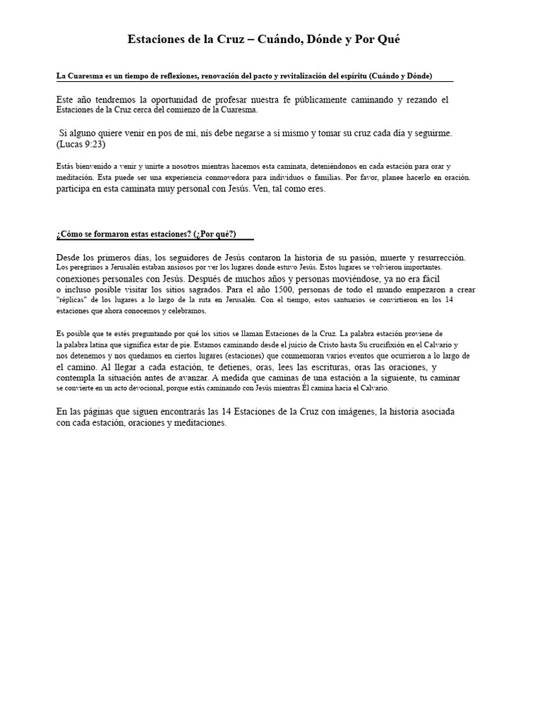 Estación de La Cruz PDF | PDF | Estaciones de la Cruz | Oración