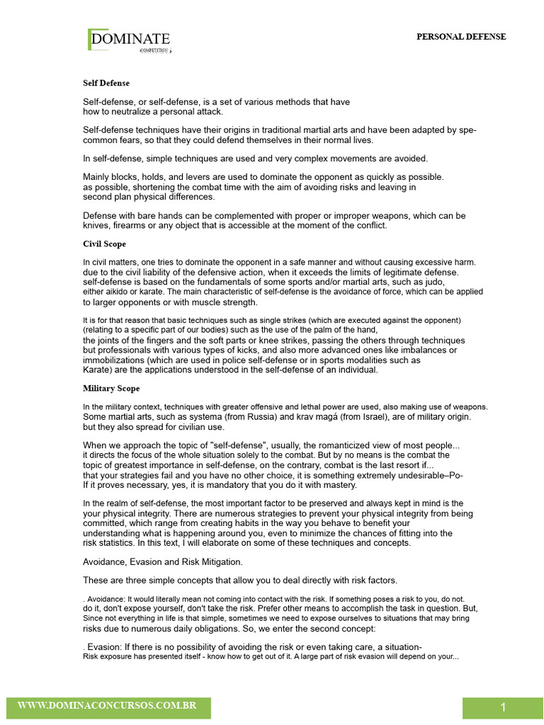 02 Self-Defense | PDF | Self Defense | Security Guard