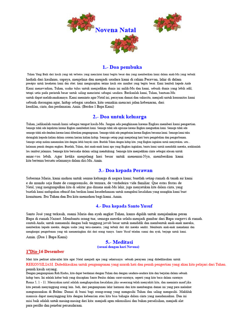 Doa Novena Natal untuk Keluarga dan Cinta | PDF