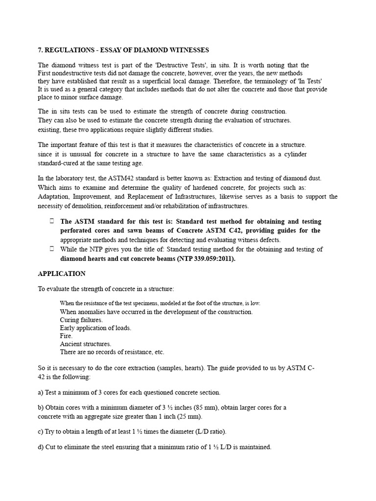 Diamond Witness Test for Concrete Strength | PDF | Concrete ...