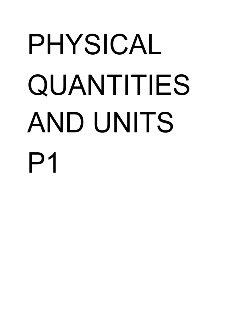 Physical Quantity and Units Physics Topical Question | PDF