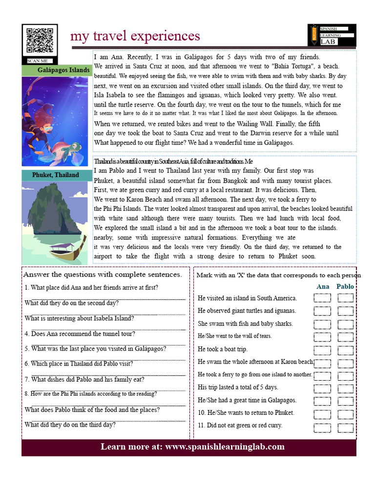 Travel Experiences PDF Reading | PDF | Galápagos Islands