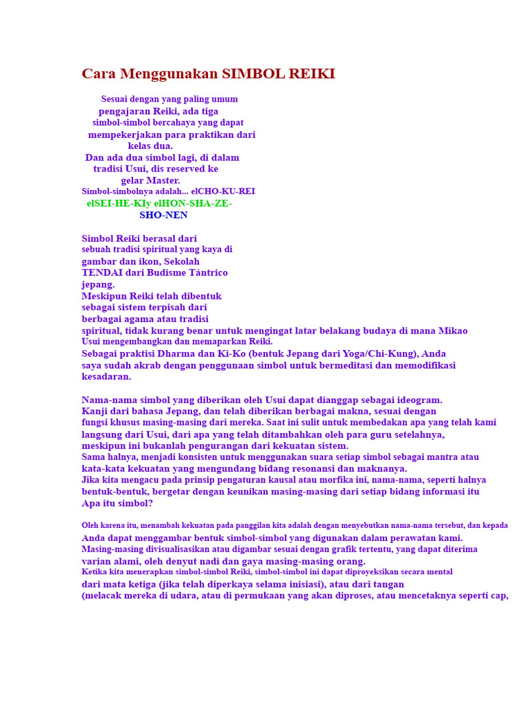 Cara Menggunakan Simbol Reiki | PDF