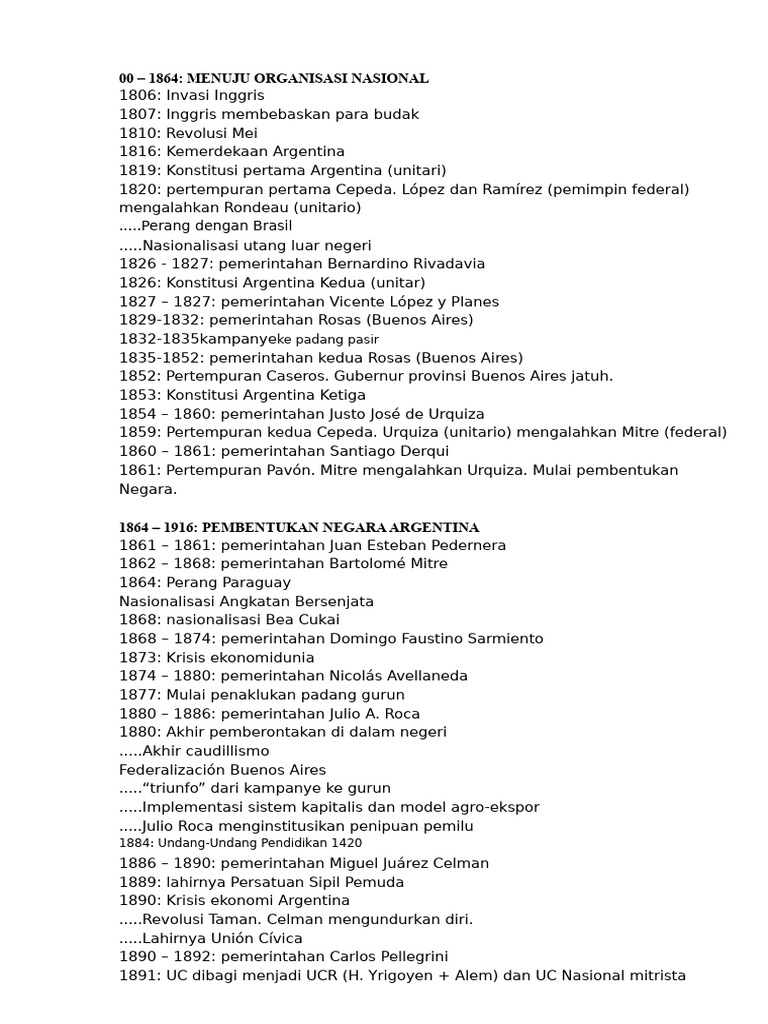 GARIS WAKTU Sejarah Argentina 1810 1880 | PDF