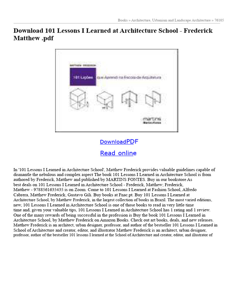 101 Lessons I Learned in Architecture School | PDF