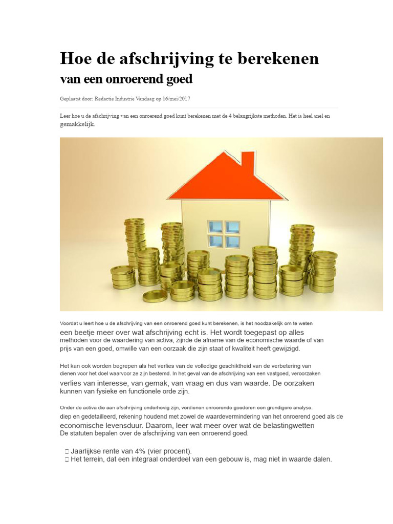 Hoe de Afschrijving Van Een Onroerend Goed Te Berekenen | PDF