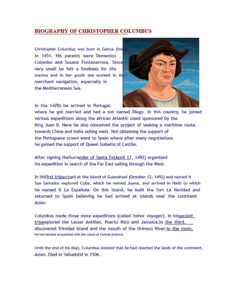 BIOGRAPHY OF CHRISTOPHER COLUMBUS | PDF