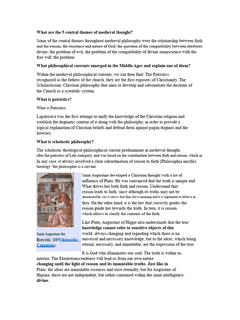 What Are The 5 Central Themes of Medieval Thought? | PDF | Medieval ...