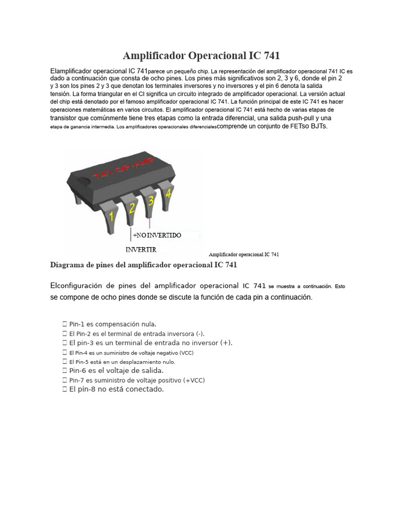 Amplificador Operacional IC 741 | PDF | Amplificador operacional ...