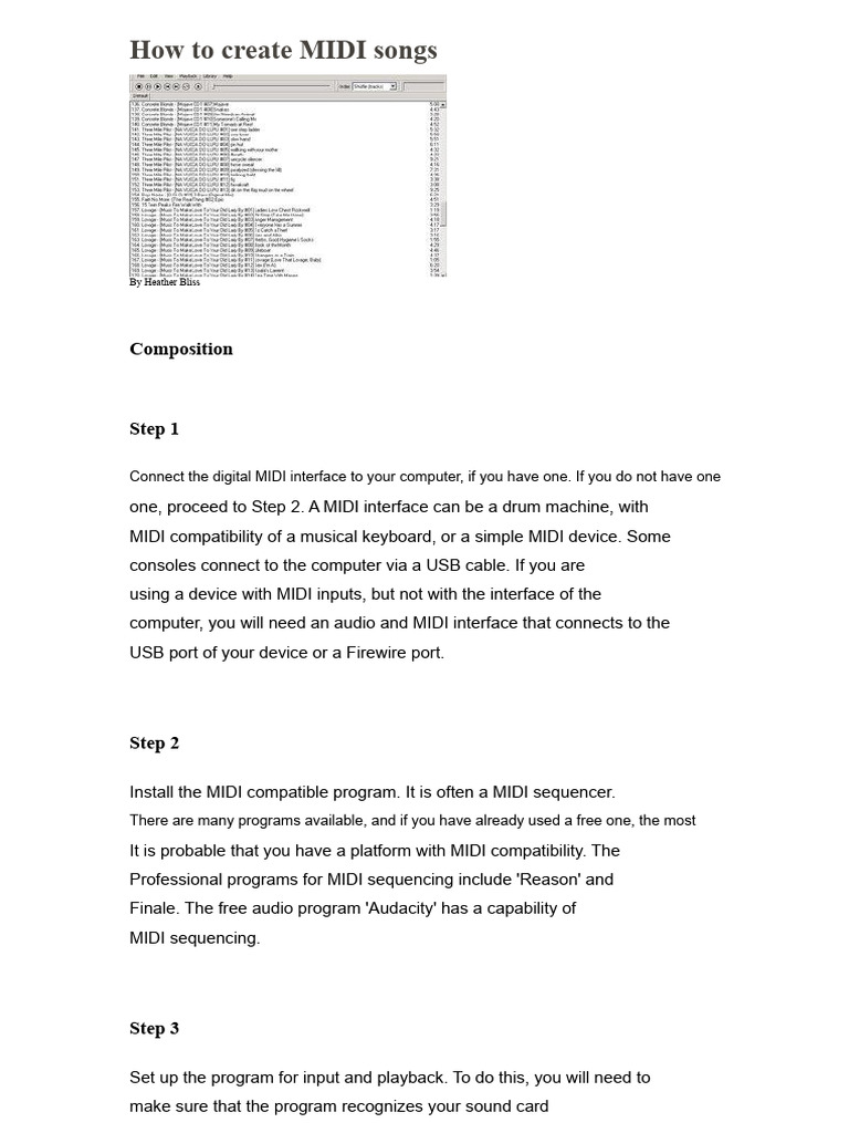 How To Create MIDI Songs | PDF | Usb | Computer Engineering