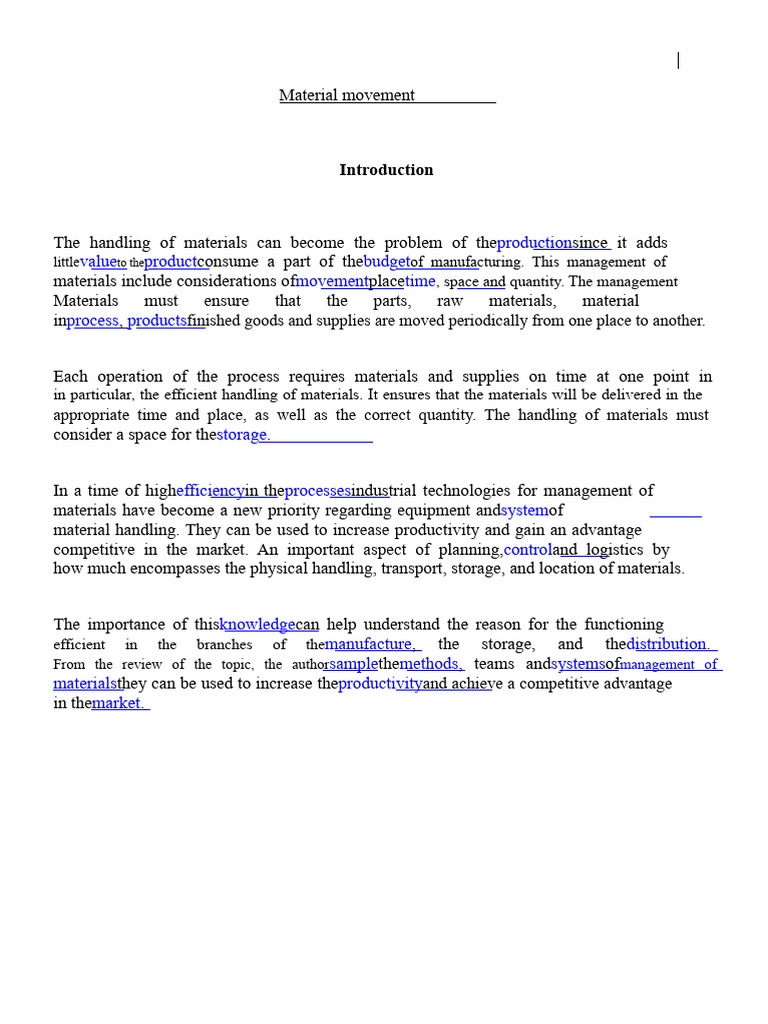 Movement of Materials. | PDF