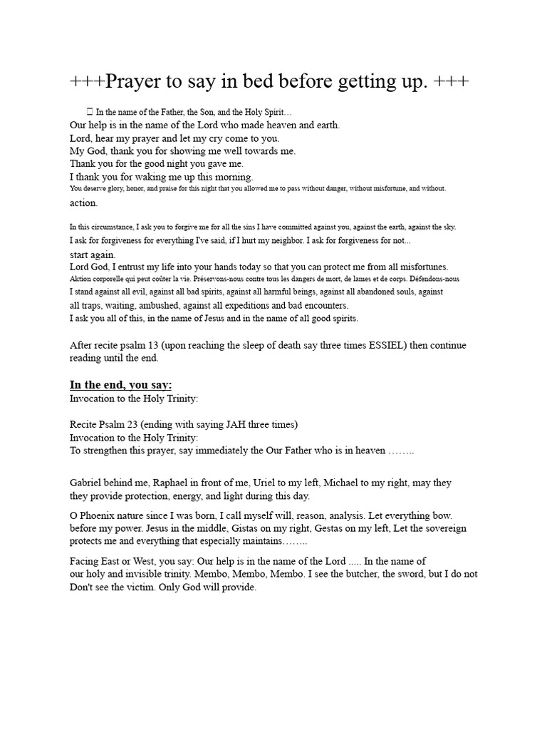 Prayer To Say in Bed Before Getting Up | PDF | Trinity | Religious ...
