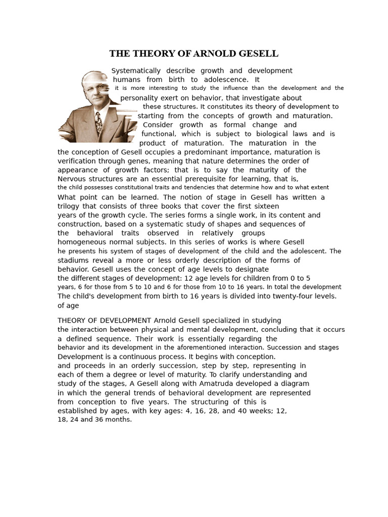 Arnold Gesell's Development Theory | PDF | Adolescence | Child Development