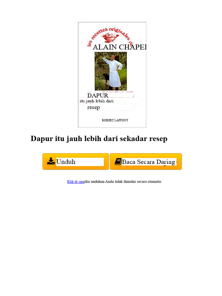 Dapur: Lebih dari Sekadar Resep Alain Chapel | PDF
