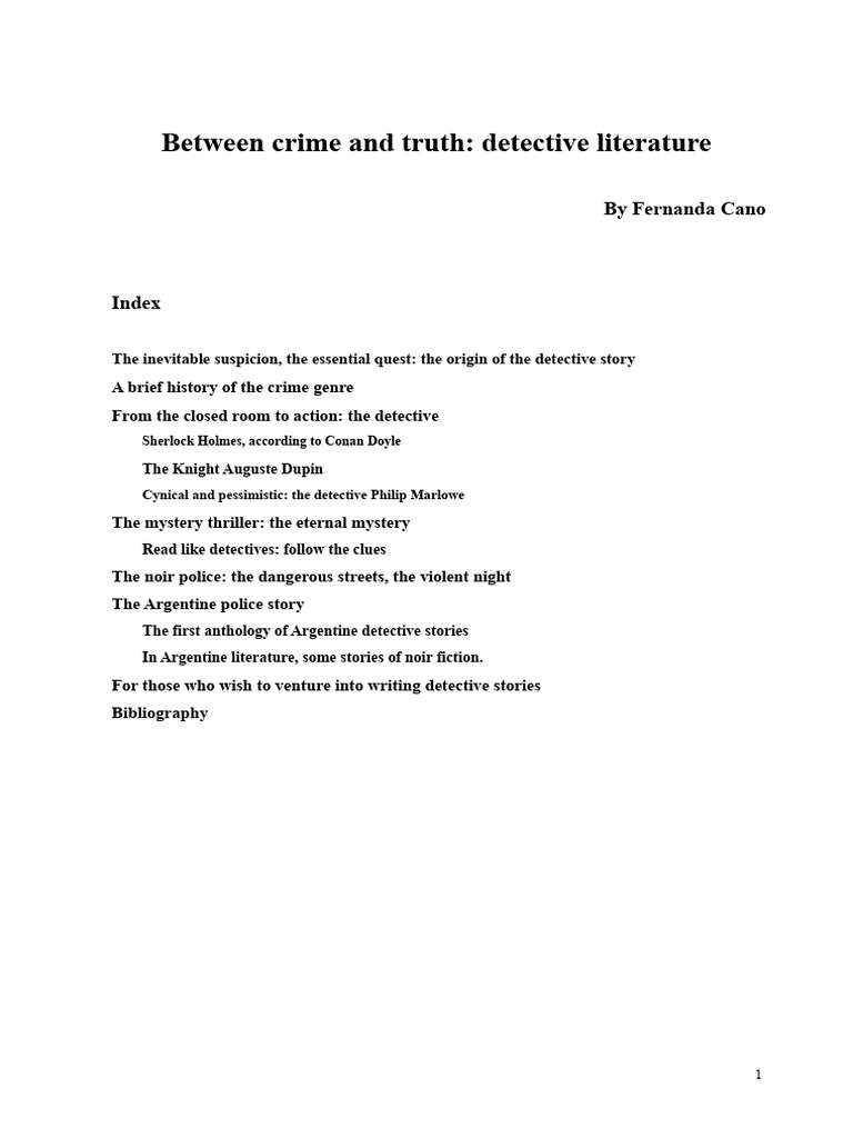 Detective Literature: A Historical Overview | PDF | Detective Fiction ...