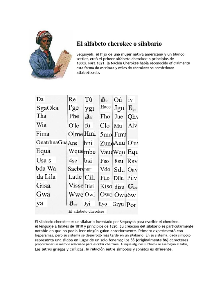 El Alfabeto Cherokee o Silabario | PDF | Cherokee | Vocal