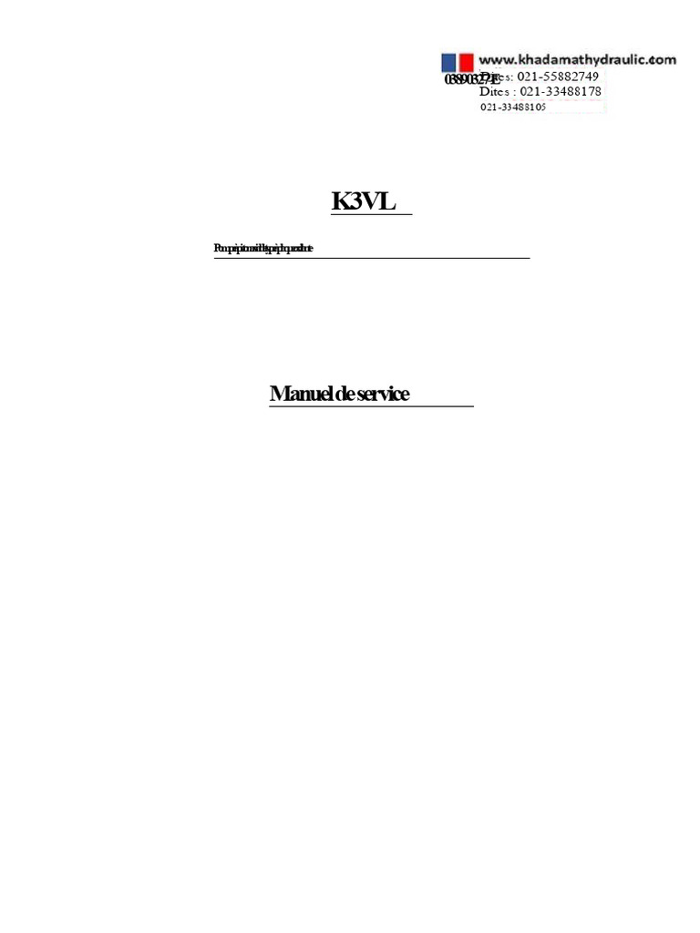 K3VL Manual de Service 1 PDF | PDF | Vis de fixation | Soupape