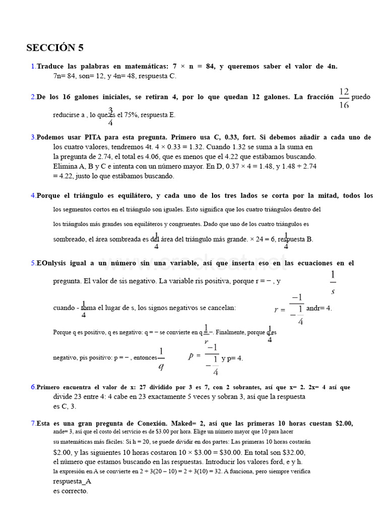 Prueba de Práctica de Matemáticas SAT 13 Respuestas | PDF | Se sentó ...