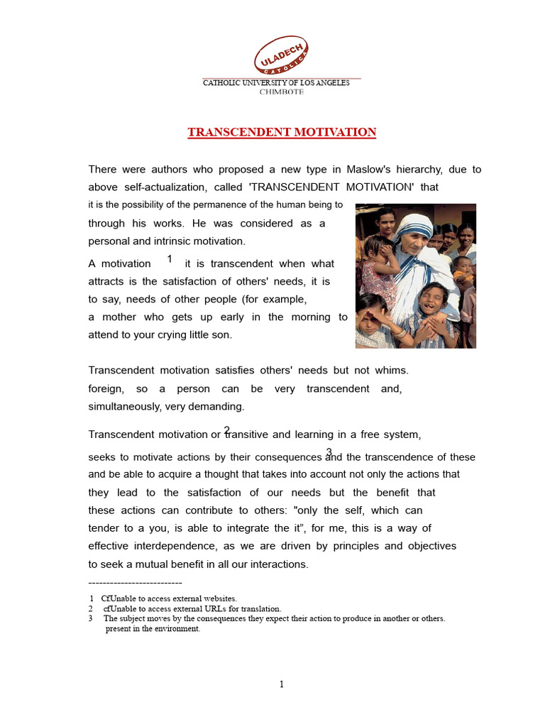 Understanding Transcendent Motivation | PDF | Motivation | Motivational