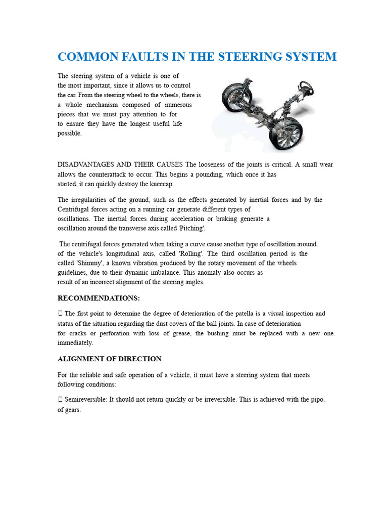 Steering System Faults and Solutions | PDF | Steering | Pump