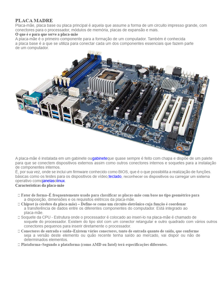 Guia Completo sobre Placas-Mãe | PDF | Armazenamento de dados de ...