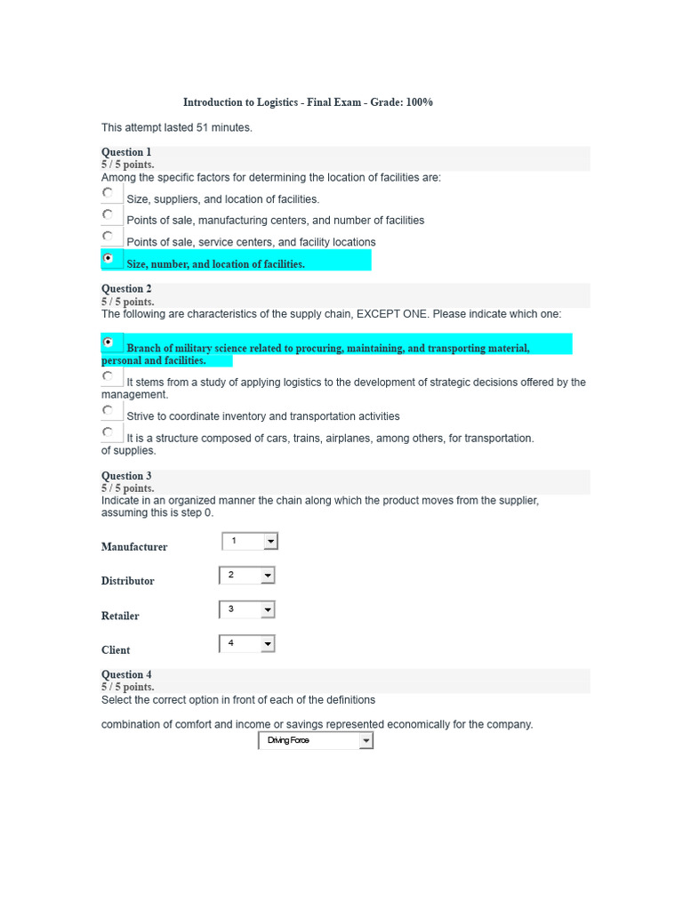 Introduction To Logistics Midterm Exam | PDF | Logistics | Supply Chain