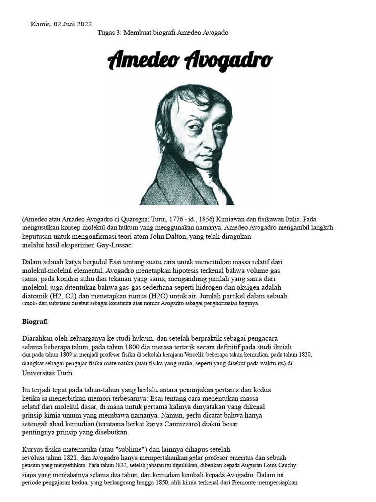 Biografi Amedeo Avogadro | PDF