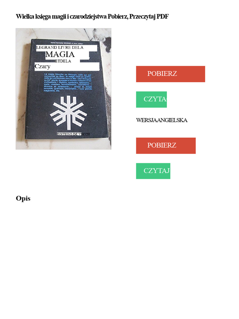 Wielka Księga Magii I Czarodziejstwa Pobierz, Przeczytaj PDF | PDF