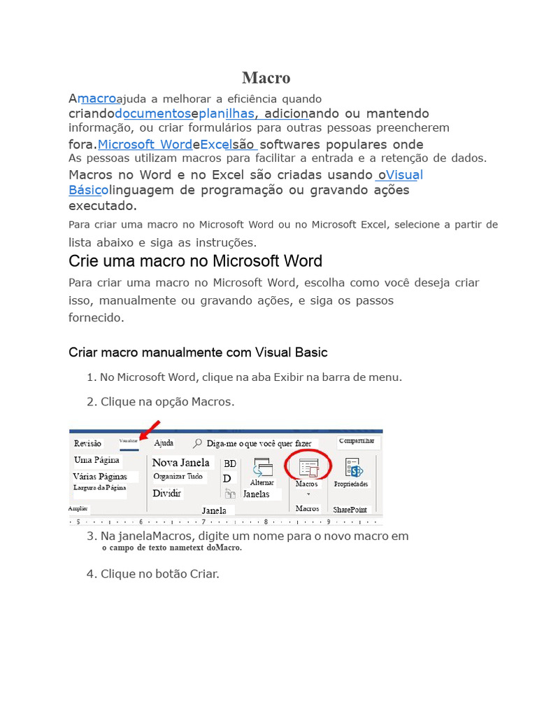 Como Criar Macros no Word e Excel | PDF | Macro (Ciência da Computação ...