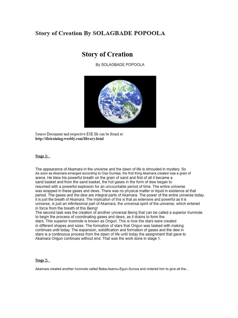 Creation Story of Akamara and Irunmole | PDF