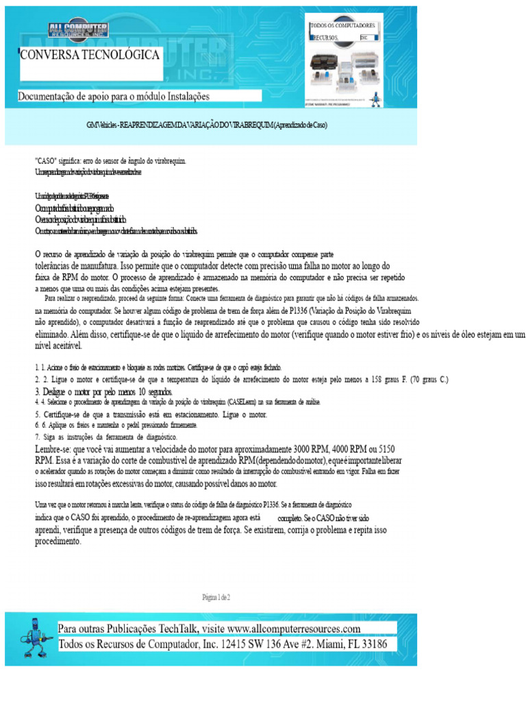 Reaprendizado do Virabrequim P1336 | PDF | Motores | Aprendizado