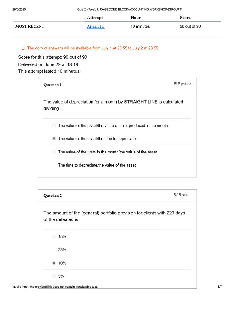 Quiz 2 PDF | PDF | Depreciation | Balance Sheet