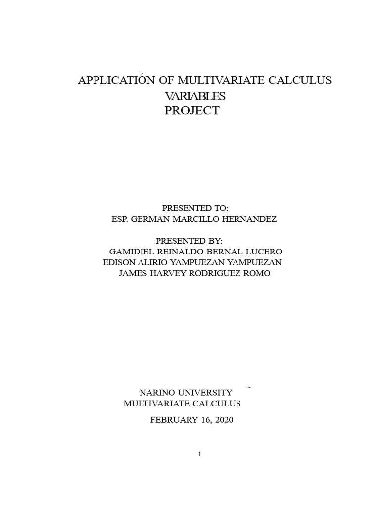 Application Problem - Multivariable Calculus | PDF | Multivariable ...