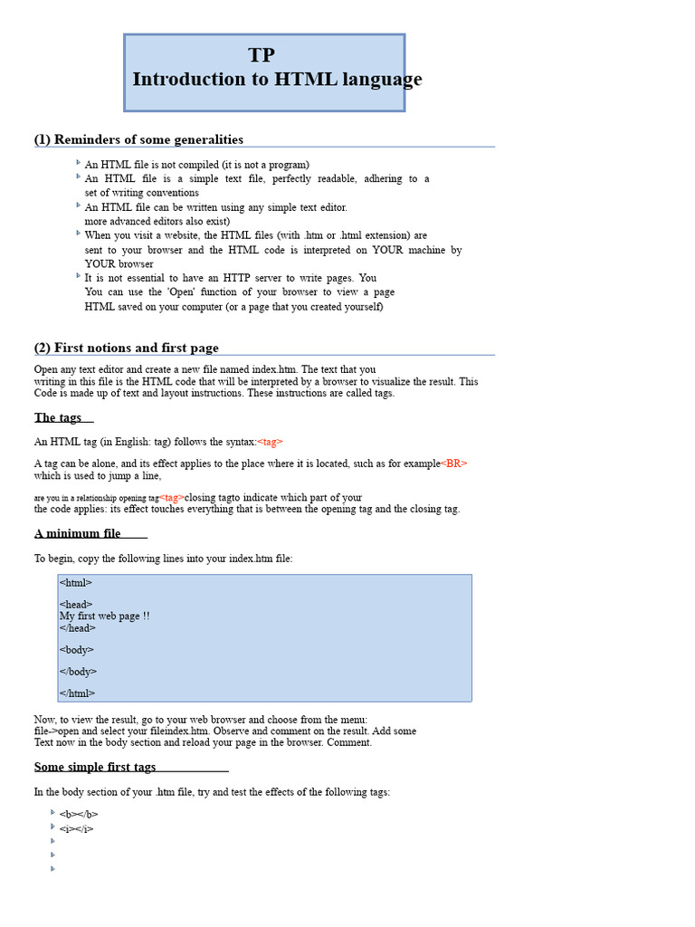 Practical Work | PDF | Html Element | Html
