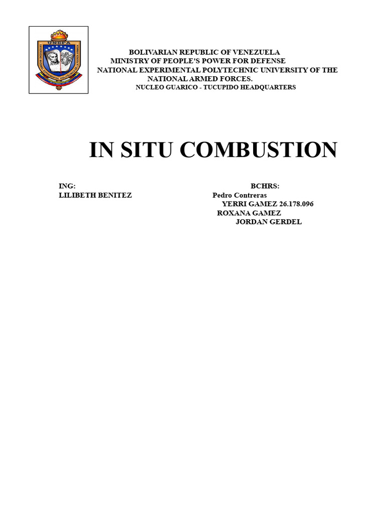 In Situ Combustion | PDF | Enhanced Oil Recovery | Petroleum